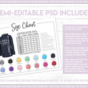 Semi-editable Charles River 5099 Size + Color Chart • Charles River ...