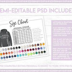 Semi-editable Jerzees 996MR Size + Color Chart • Jerzees Nublend Hoodie ...