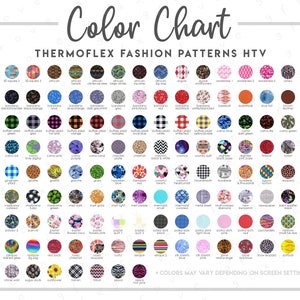 Thermoflex Patterns HTV Color Chart • 2 Charts Included • Semi-editable ...
