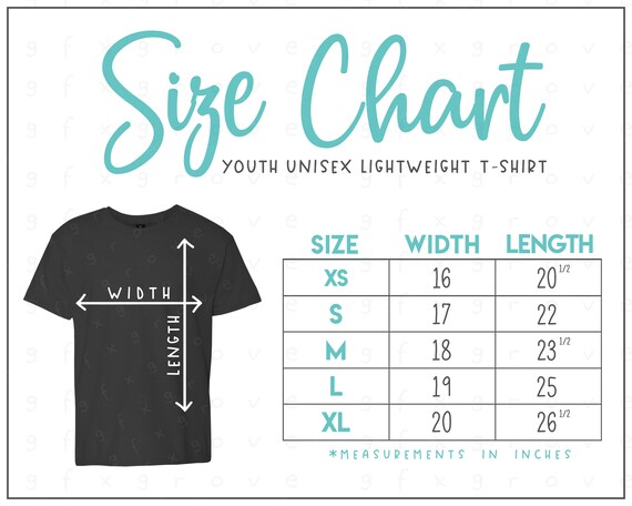 990B Size Chart 2 versions included with & without branding | Etsy