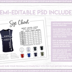 Semi-editable Next Level 6333 Size + Color Chart • Next Level CVC ...