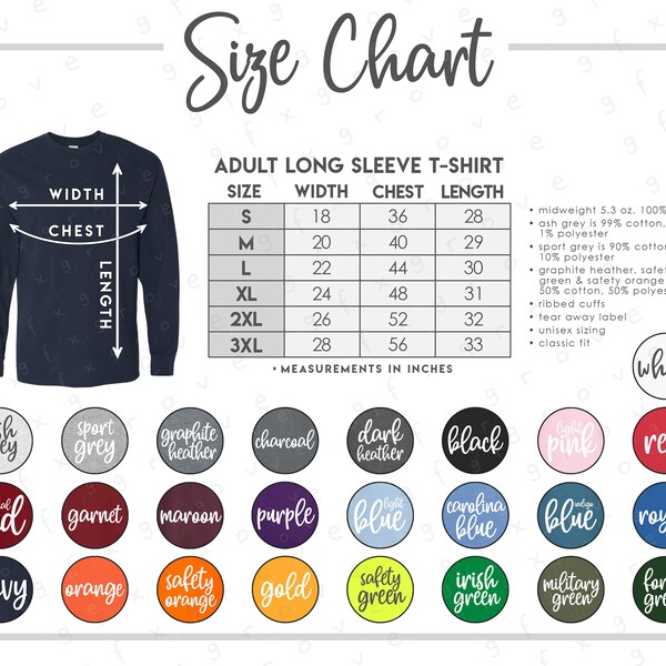 Gildan 5400 Color Chart - Etsy Singapore
