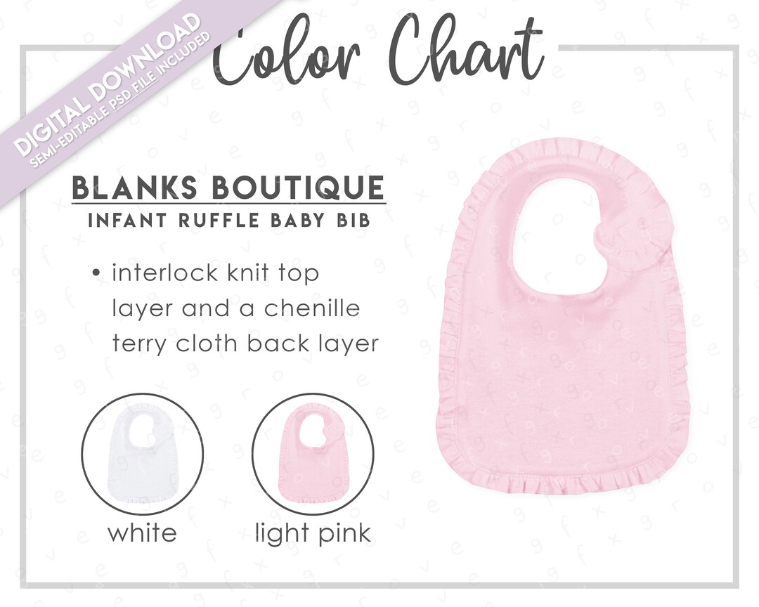 Semi-editable Blanks Boutique Ruffle Baby Bib Color Chart • Blanks ...
