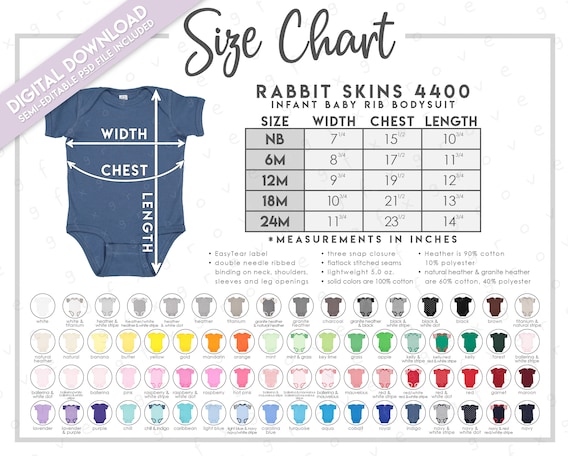 Semi-editable Rabbit Skins 4400 Size Color Chart Rabbit - Etsy