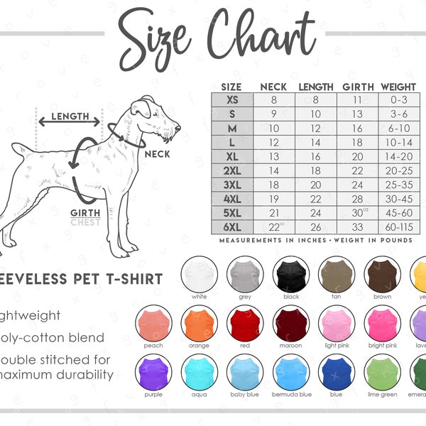 Size Chart for Dog Collar - Etsy