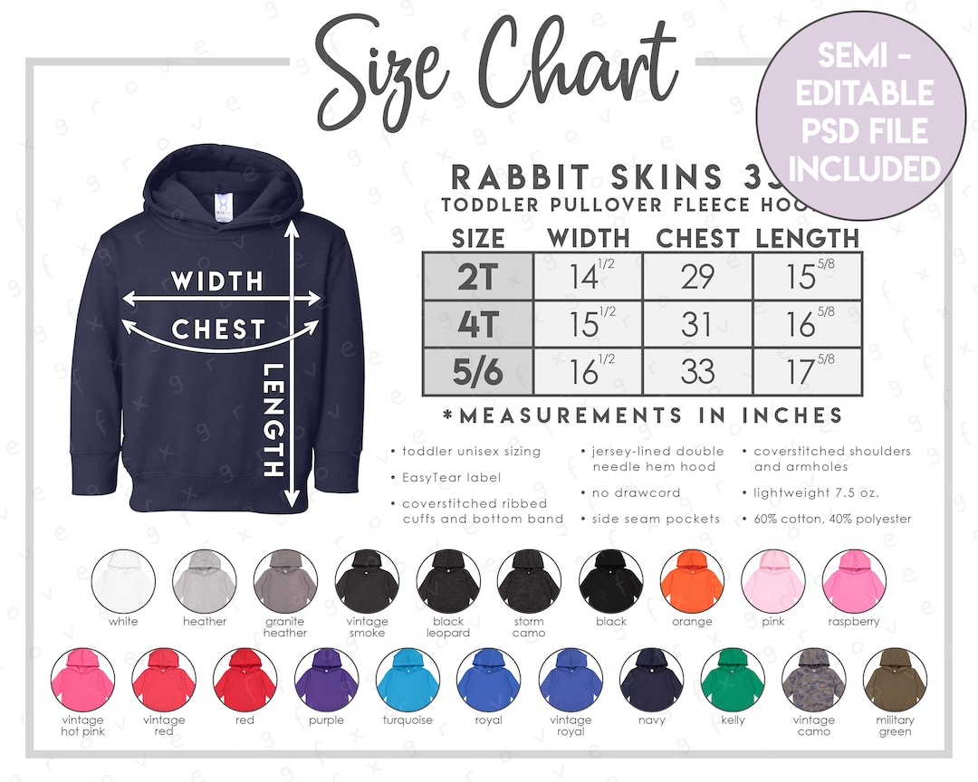 Semi-editable Rabbit Skins 3326 Size + Color Chart • Rabbit Skins ...