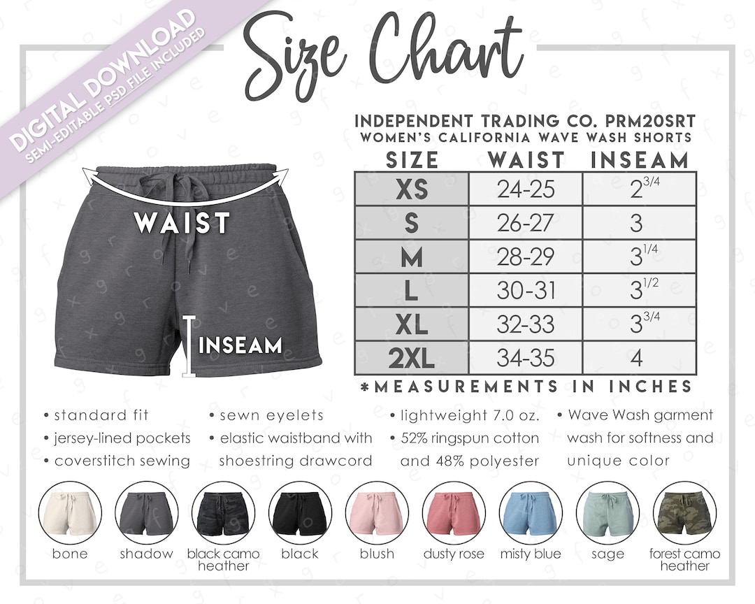 Independent Trading Co. PRM20SRT Size + Color Chart • Independent ...