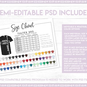 Semi-editable Tultex 202 Size + Color Chart • Tultex Unisex Fine Jersey ...
