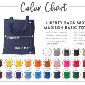 DIGITAL DOWNLOAD *** Liberty Bags 8801 Color Chart • 25 COLORS • Tote ...