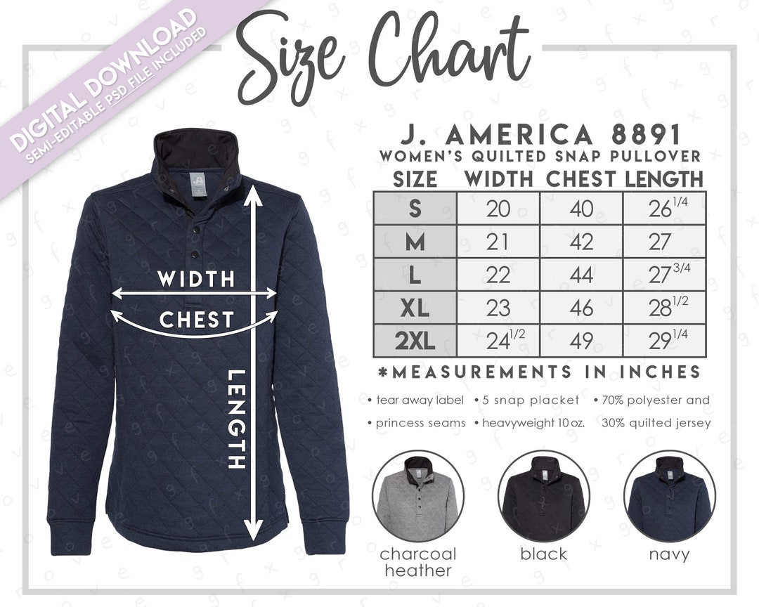 Semi-editable J. America 8891 Size Chart + Color Chart • Women's ...