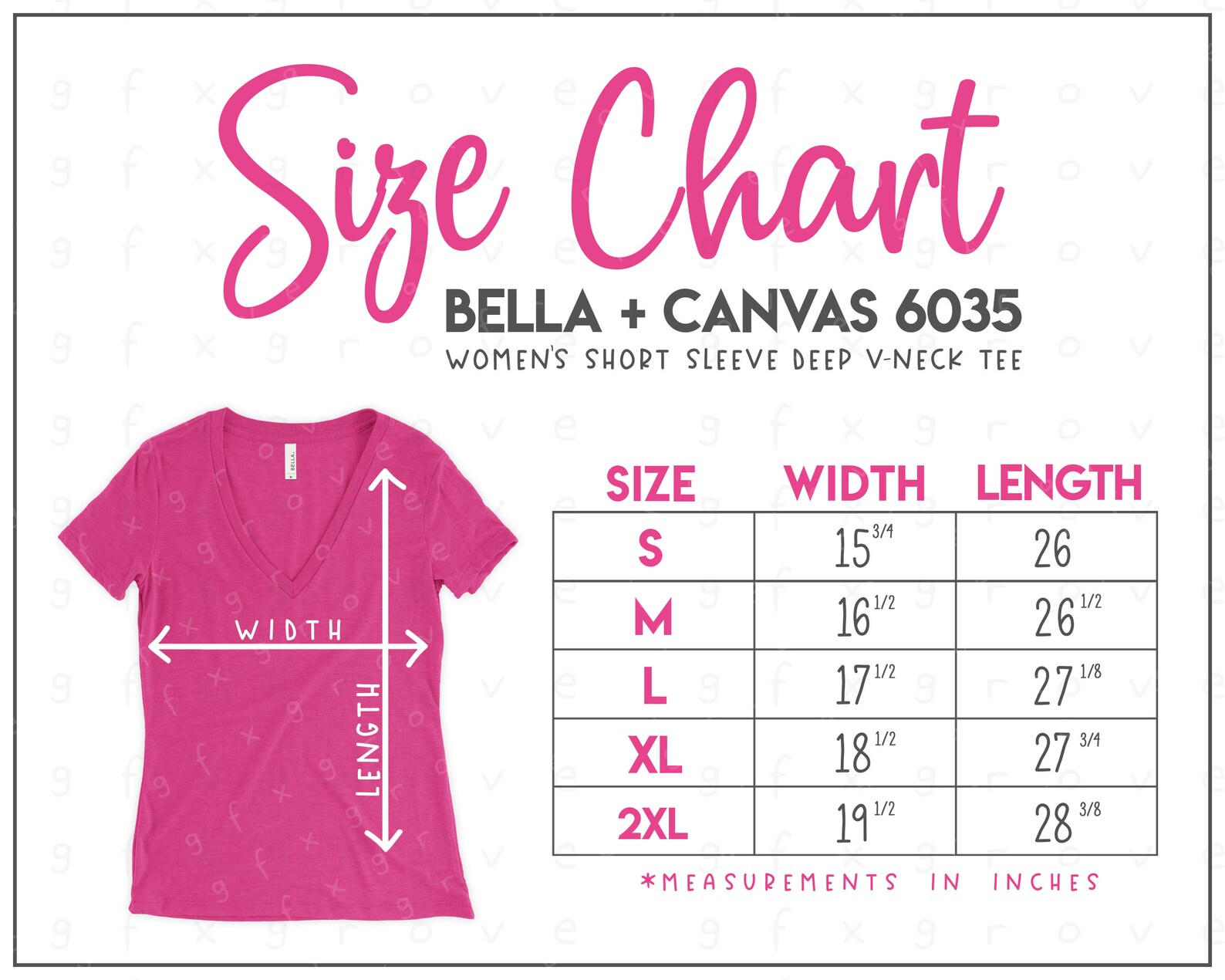 Bella Canvas 6035 Size Chart Bella Canvas Deep V-neck Tee | Etsy