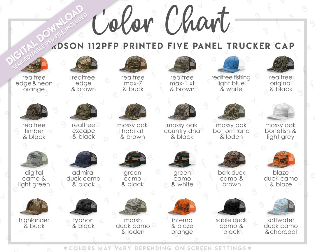 Semi-editable Richardson 112PFP Color Chart • Richardson Printed Five ...