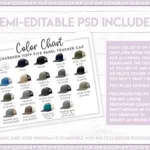 Semi-editable Richardson 112FP Color Chart • Richardson Five Panel ...