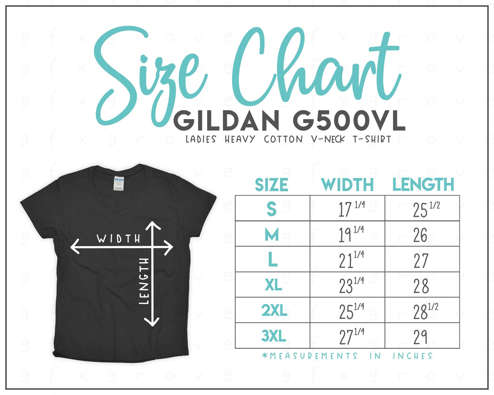 G500VL Size Chart 2 Versions Included Ladies Heavy Cotton - Etsy