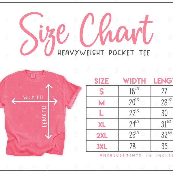 Pocket Sizing Chart - Etsy