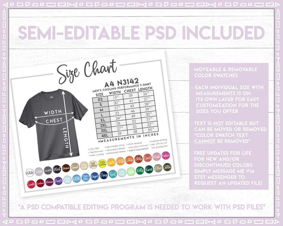 Semi-editable A4 N3142 Size Color Chart A4 Cooling - Etsy