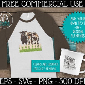 3 Cows SVG - Heifers Vector File - Cows Clipart - Cow Sublimation ...