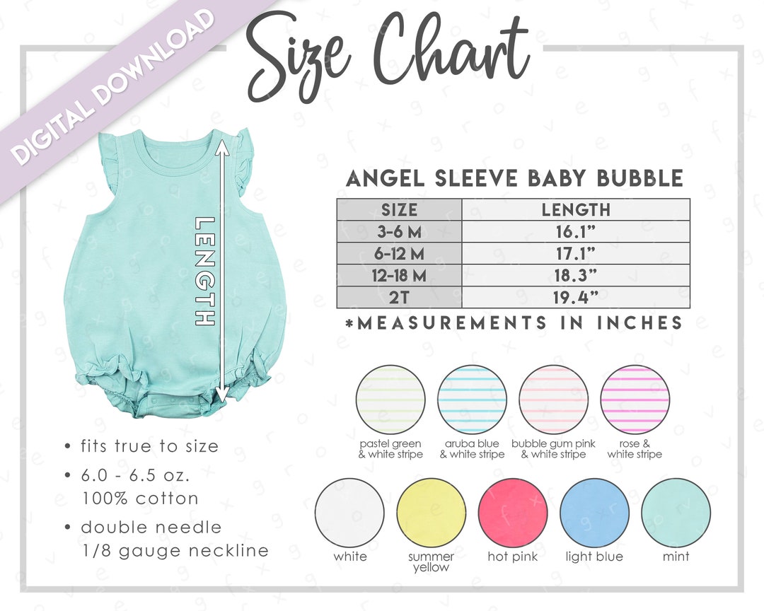 ARB Blanks Angel Sleeve Baby Bubble Size + Color Chart • Baby Bubble ...