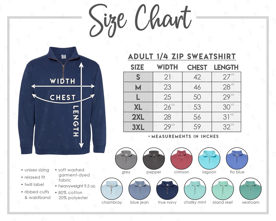 1580 Size Color Chart 2 Versions Included With & Without Branding 1/4 ...