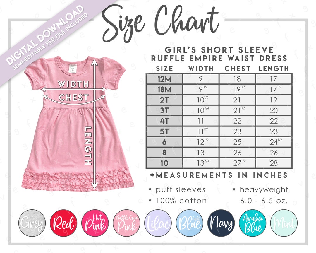 Semi-editable ARB Blanks Girl's Short Sleeve Ruffle Empire Waist Dress ...