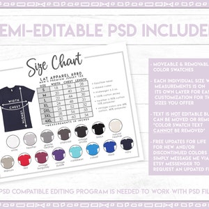 Semi-editable LAT Apparel 6980 Size + Color Chart • LAT Apparel Men's ...