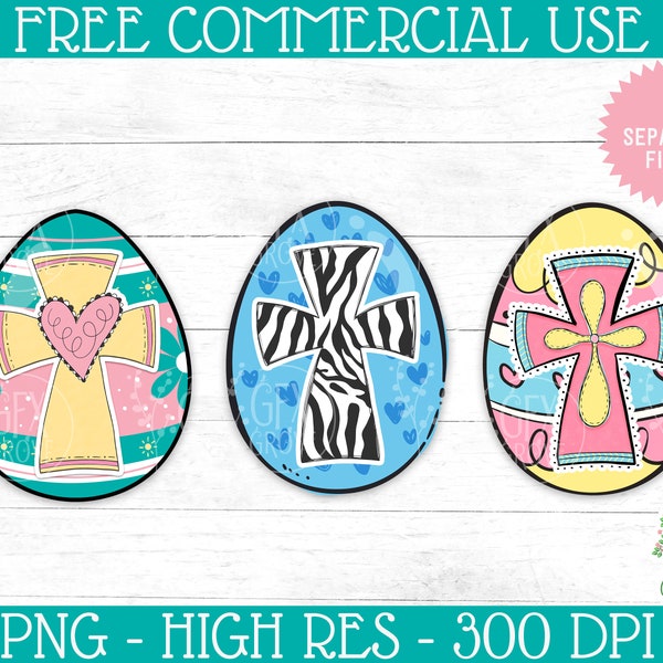 Easter Eggs Cross Clipart - Etsy
