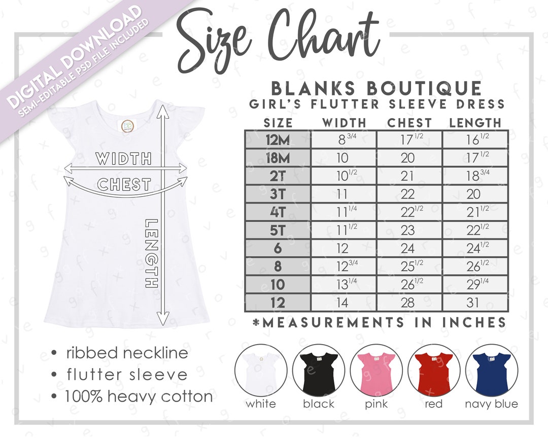 Semi-editable Blanks Boutique Girl's Flutter Sleeve Dress Size + Color ...