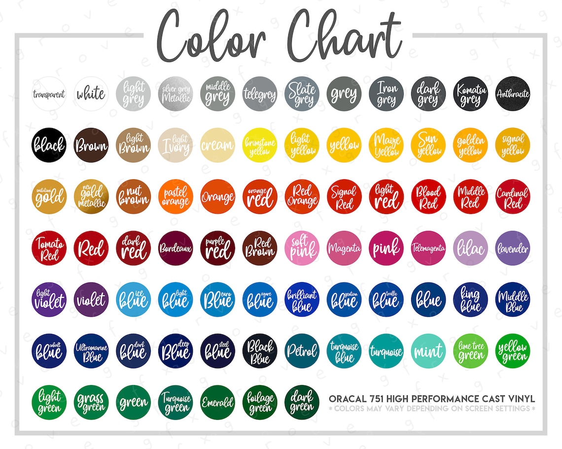 Oracal 751 Vinyl Color Chart • 79 COLORS • Semi-editable PSD • Oracal ...