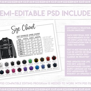 Semi-editable Just Hoods by Awdis JHA043 Size + Color Chart • Men's ...