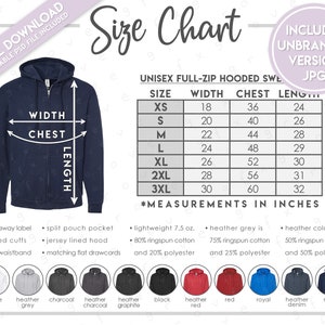Semi-editable Tultex 331 Size Chart + Color Chart • Tultex Full Zip ...