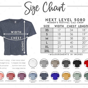 Next Level 5080 Size + Color Chart (2 Versions Included With & Without ...