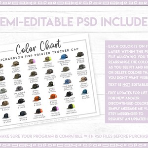 Semi-editable Richardson 112P Color Chart • Richardson Printed Trucker ...