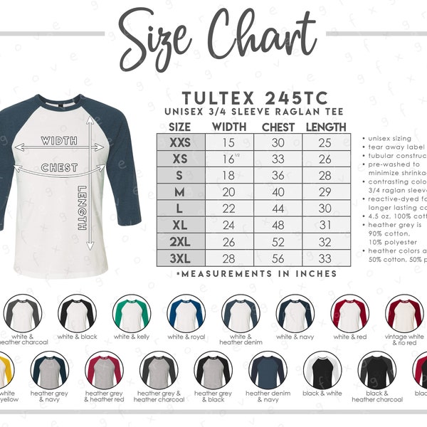 Tultex Size Chart - Etsy