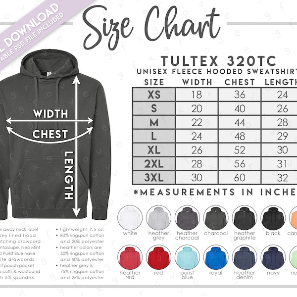 Tultex Size Chart - Etsy