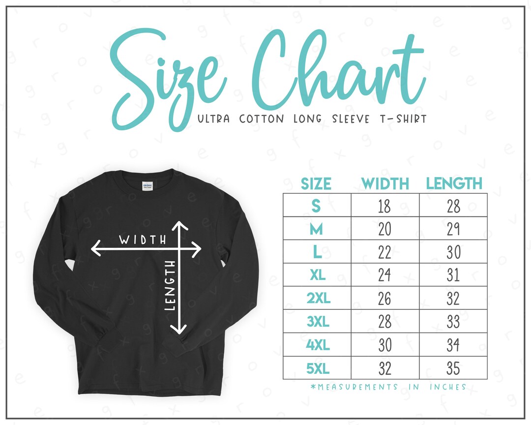 G240 Size Chart (2 Versions Included) • Unisex Ultra Cotton Long Sleeve ...