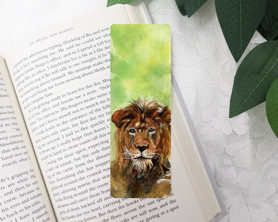 Watercolor Bookmark of Lion | Lion Bookmark | Animal Bookmark | Paper ...
