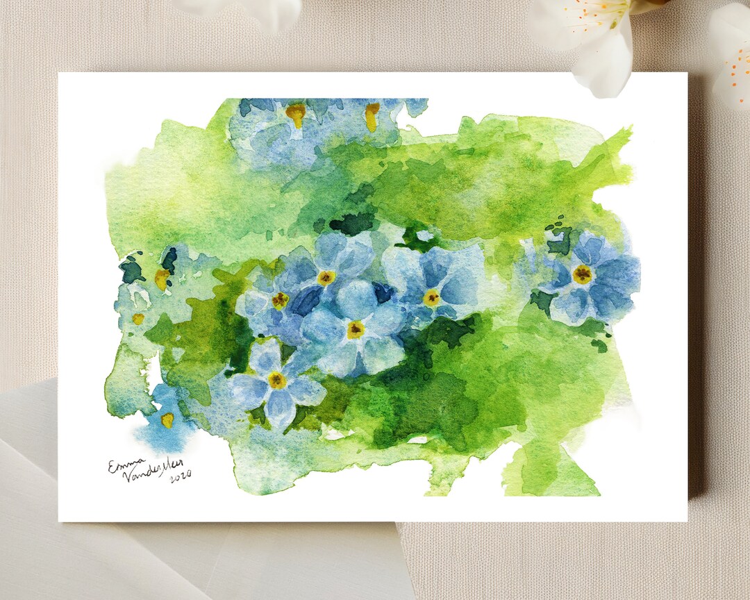 Forget Me Not Card | Blank Watercolor Greeting Cards of Flowers - Etsy