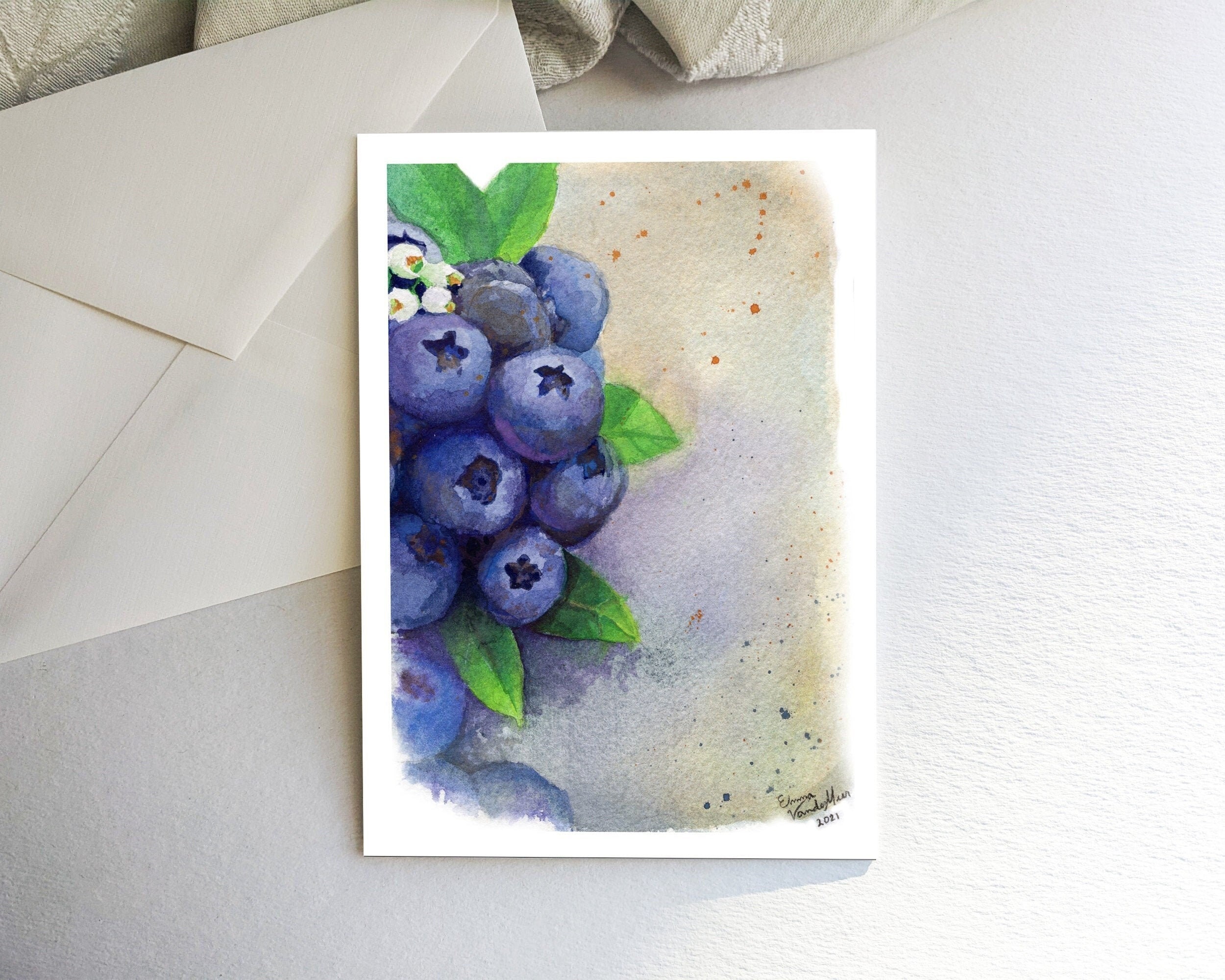 Blueberry Greeting Card Blank Greeting Cards Still Life - Etsy