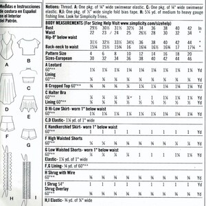 Simplicity 0827/1444 Misses' Knit Dancewear -size 12 - 20, Factory ...