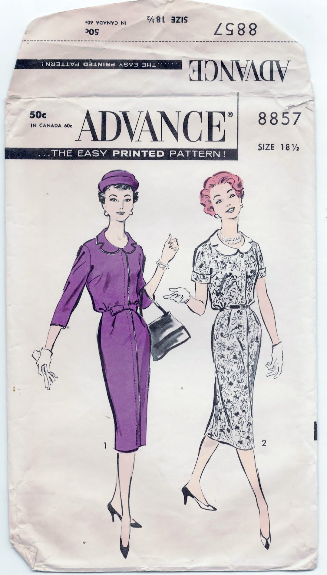 Advance 8857 - Sheath Dress - Bloused Bodice and Distinctive Notched ...