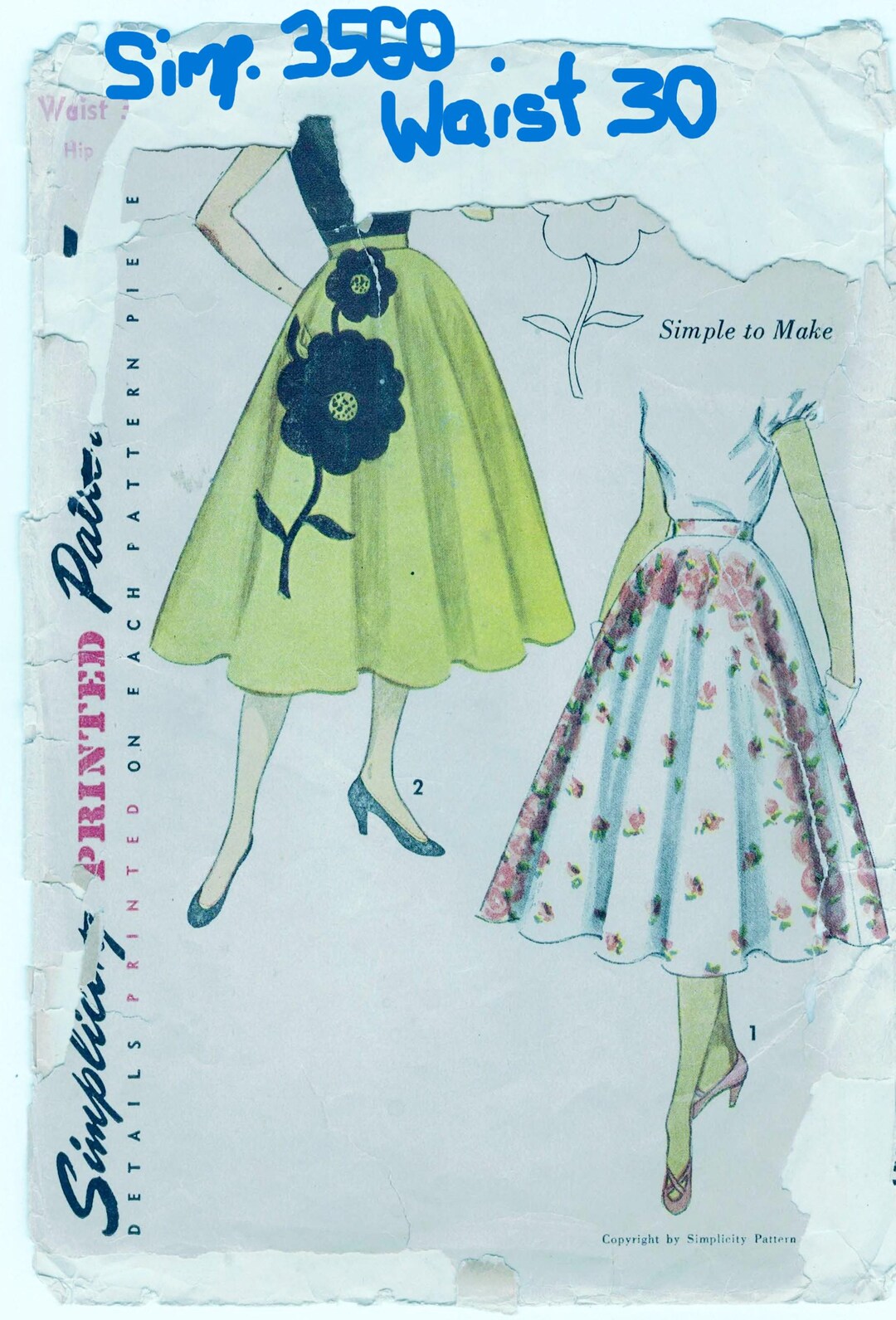 Simplicity 3560 Misses' Circular Skirt With Flower Transfer or Use ...