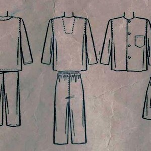 Simplicity 2207 Vintage 1940's Men's Pull Over or Button Front Pajamas ...