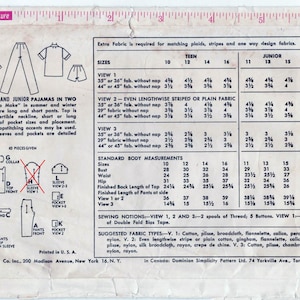 Simplicity 1325 - Teen Pajamas - Short or Long Pants, Top With Collar ...