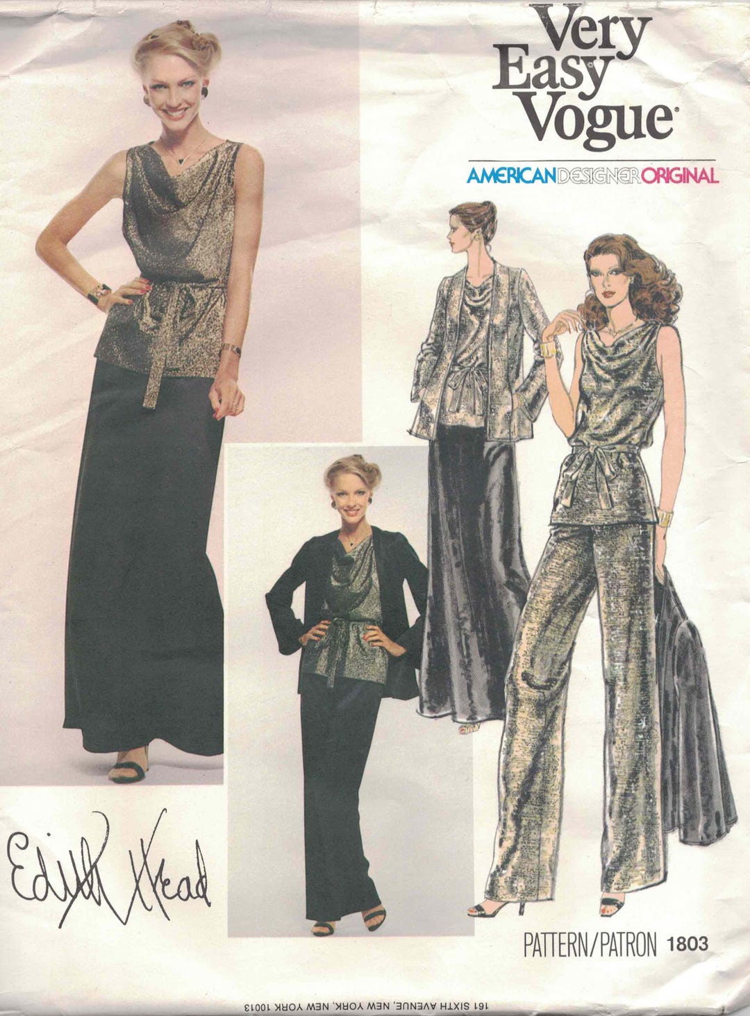 Vogue 1803 - American Designer Edith Head - Jacket, Blouse, Skirt and ...