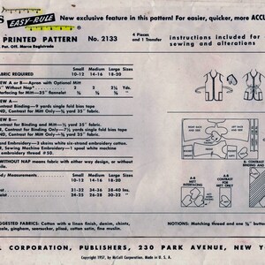 Mccall's 2133 Misses' Instant Cobbler Apron With Mitt, Transfer ...