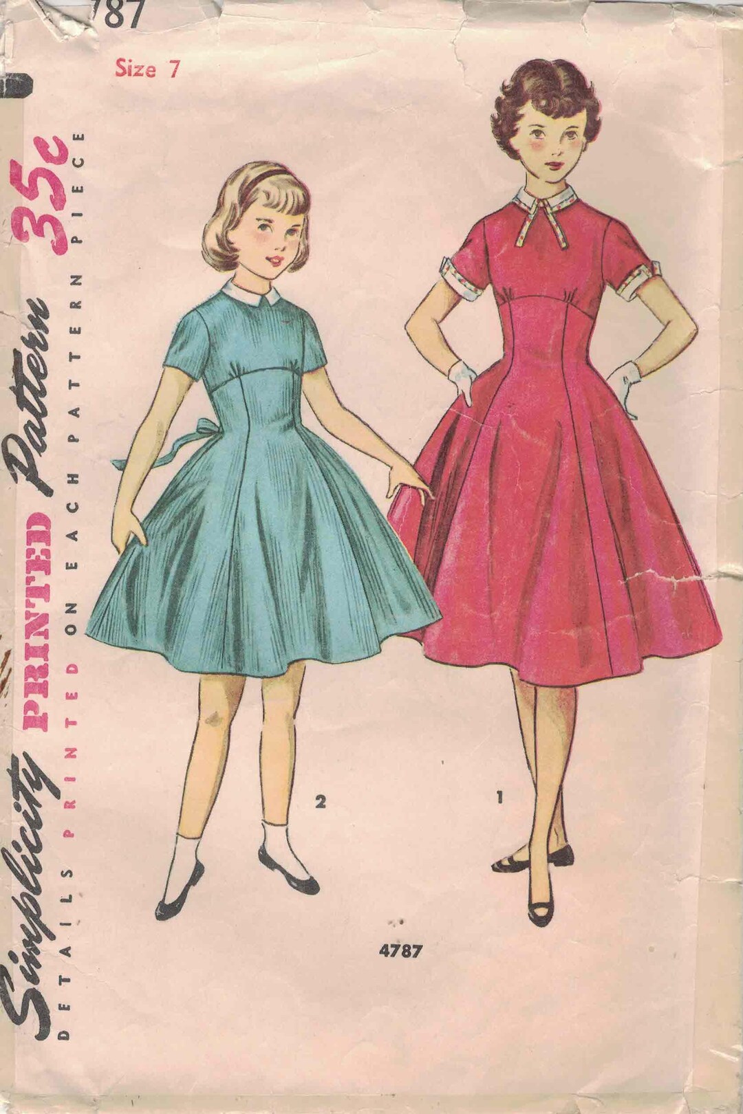 Simplicity 4787 - Princess Seams, High Waist Dress - Girl's 7, Breast ...