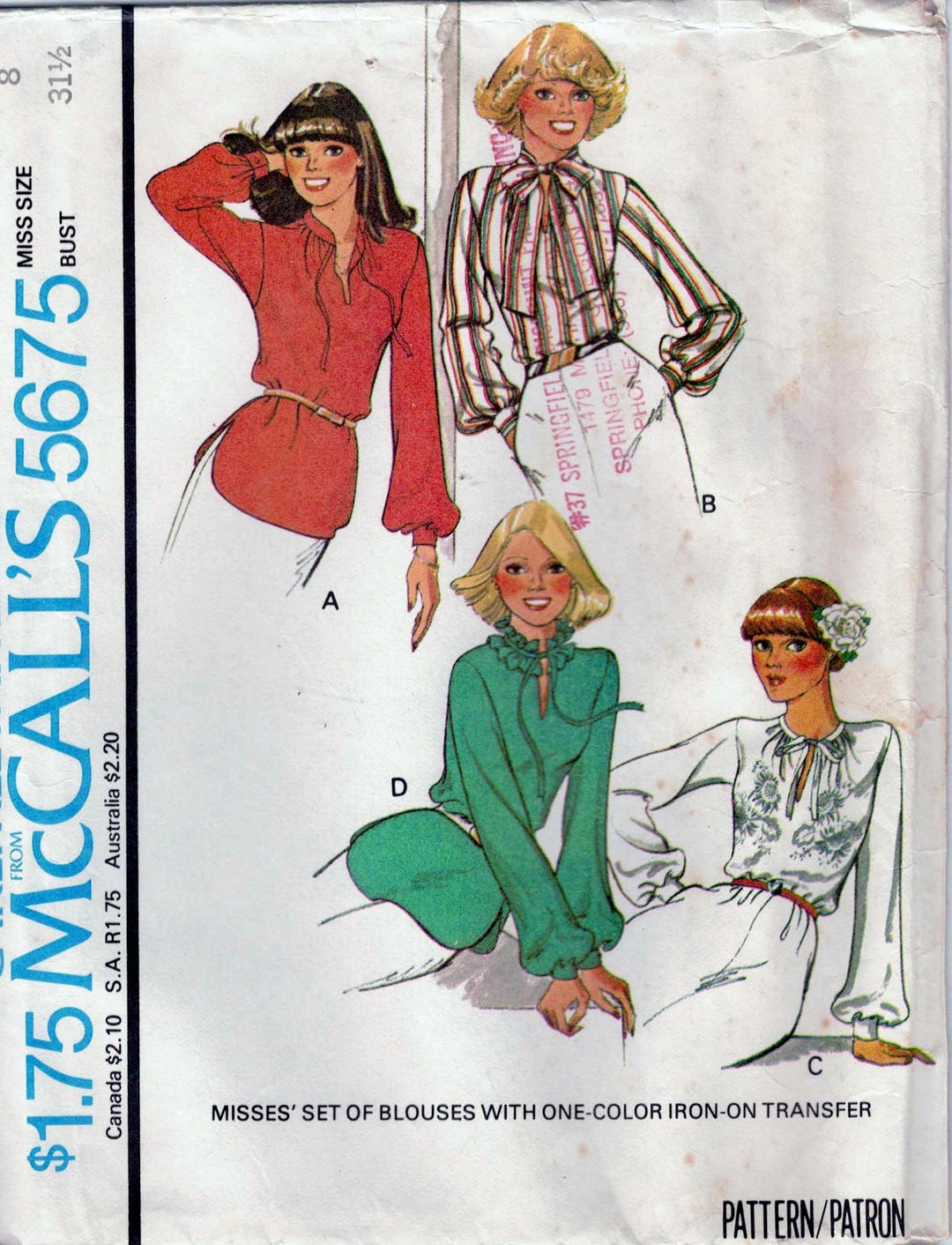 Mccall's 5675 - Misses' Set of Long Sleeve Blouses With One-color Iron ...