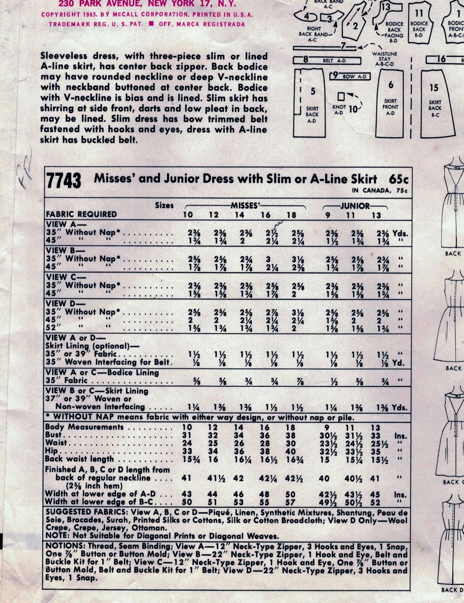Mccall's 7743 Misses' Vintage Dresses With a Surprise - Etsy