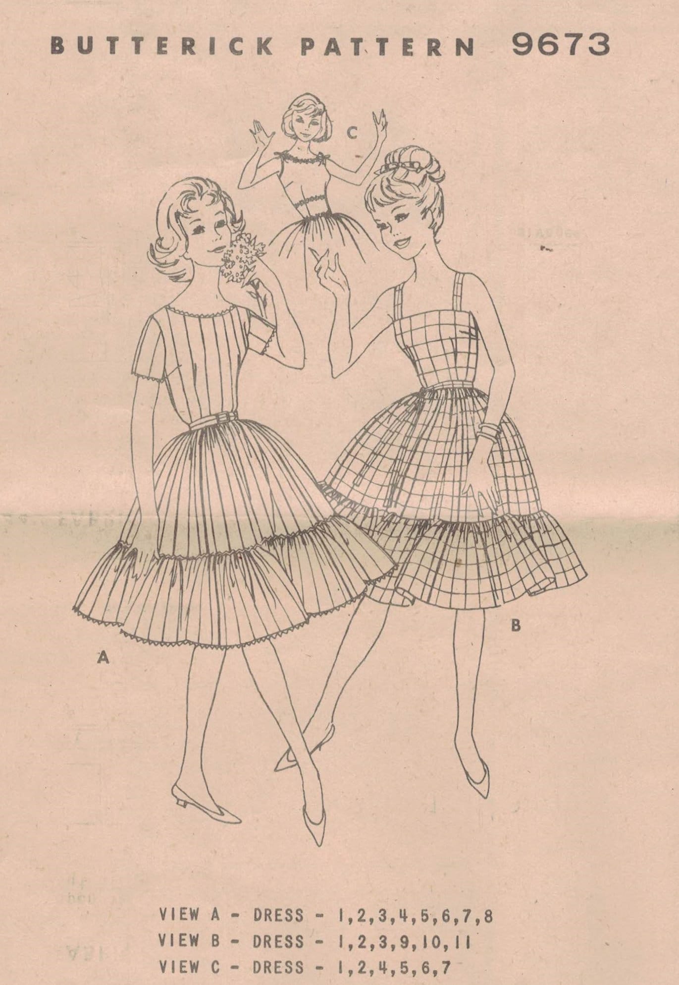 Butterick 9673 Spirited Full Skirted Summer Time Dress for - Etsy