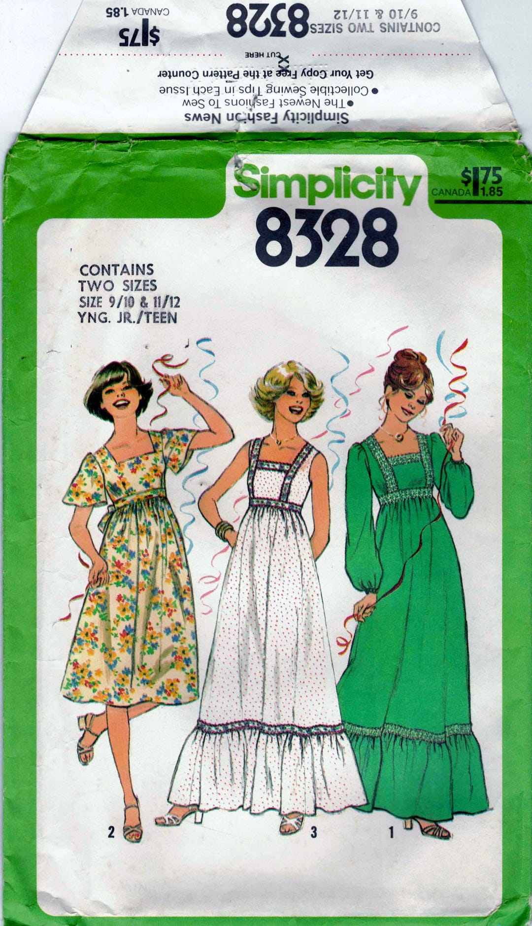 Simplicity 8328/ - Pretty Boho Dresses - Casual or Formal - Square Neckline, Long, Short, Junior ...